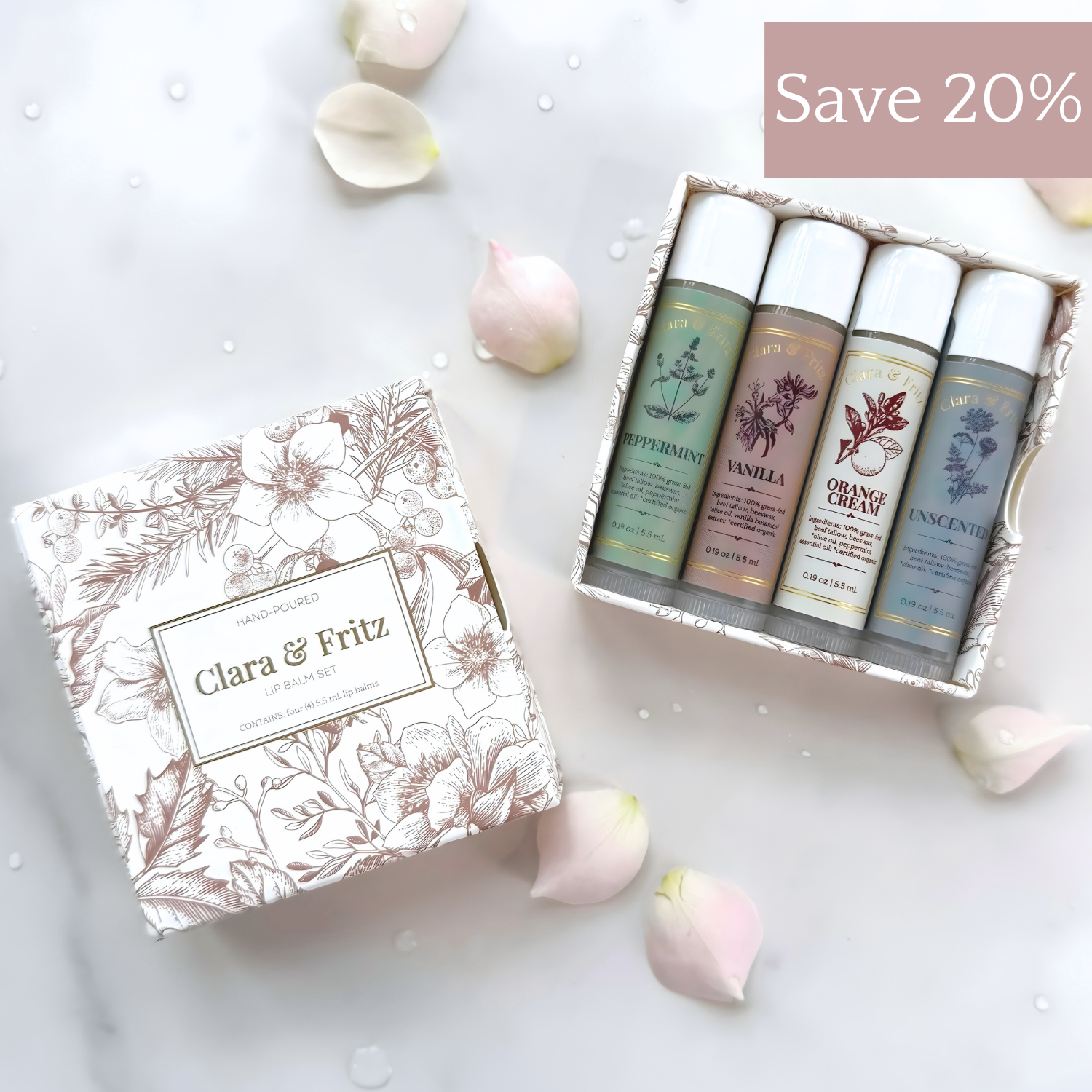 Lip Balm Set - Save 20% with 4-Pack Moisture-Rich Balms – Clara & Fritz ...